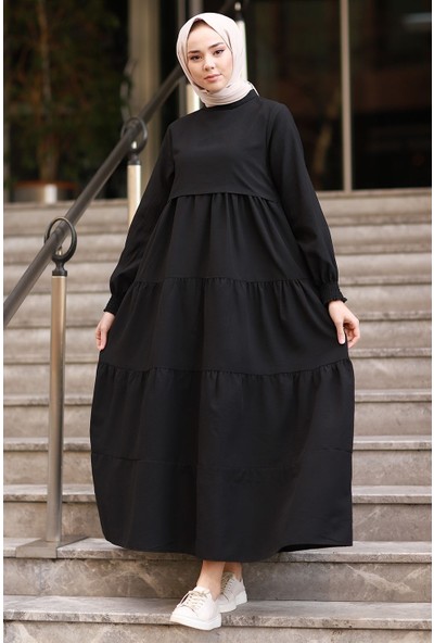 inStyle Tek Kat Detay Salaş Elbise - Siyah
