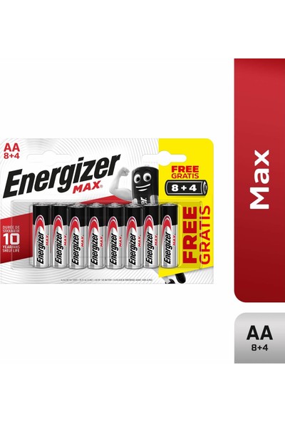 Energizer Alkalin Max Aa Kalem Pil 8+4 Energizer Alkalin Max Aa Kalem Pil 8+4