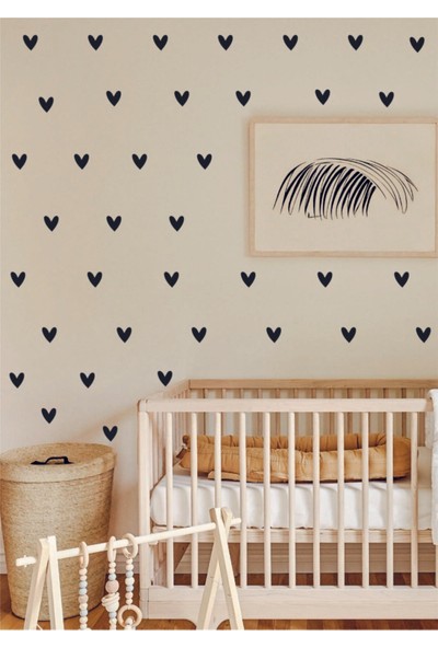 Dekolive Siyah Şirin Kalp Çocuk Odası Sticker 100 Adet