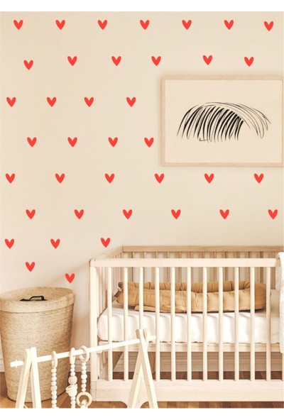Dekolive Kırmızı Şirin Kalp Çocuk Odası Sticker 100 Adet