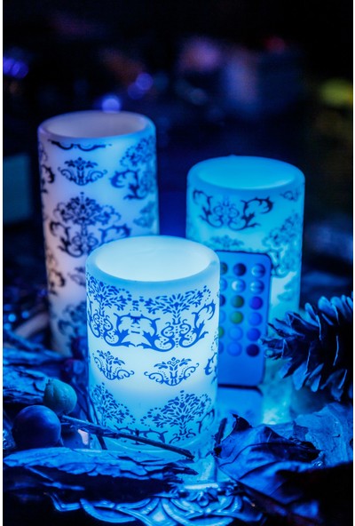 Arma House 3'lü Frangipani Renk Değiştiren Kumandalı LED Mum Seti