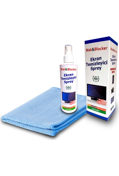 Mak & Blocker Tv Ekran Temizleme Spreyi 250 ml + Mikrofiber Temizleyici Bez Mak & Blocker Tv Ekran Temizleme Spreyi 250 ml + Mikrofiber Temizleyici Bez