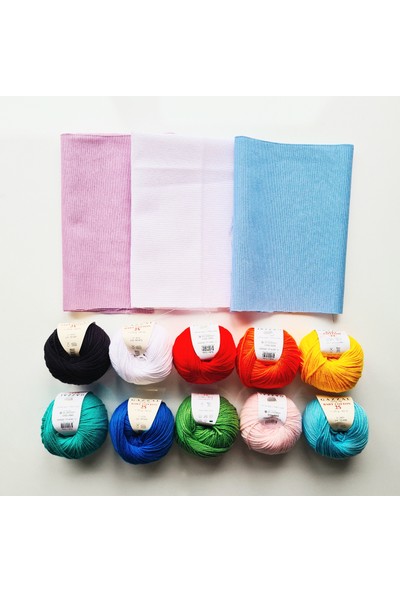 Kecelemecele Punch Punch Nakışı Kumaş ve Ip Seti