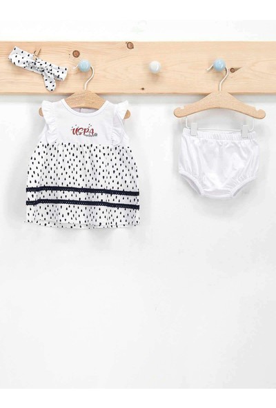 U.s. Polo Assn Kolsuz 3 Lü Elbise Takımı Kız Bebek Beyaz