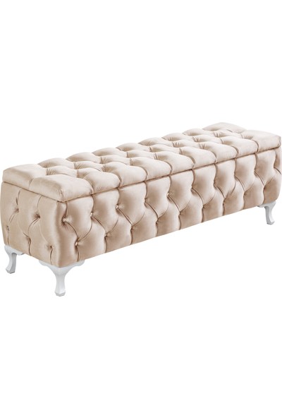 Setay Yatak Ucu Pufu Cappy Bench Sandıklı Ayakucu Pufu Bej