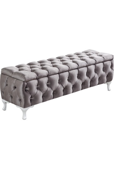 Setay Yatak Ucu Pufu Cappy Bench Sandıklı Ayakucu Pufu Açık Gri