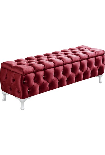Setay Yatak Ucu Pufu Cappy Bench Sandıklı Ayakucu Pufu Bordo
