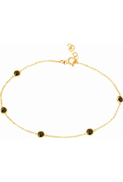 Bilezikci Haki Yeşil Taşlı 14 Ayar Altın Bileklik