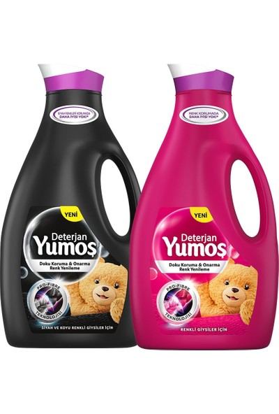 Yumoş Sıvı Bakım Çamaşır Deterjanı Renkli Giysiler Için Renk Koruma 2520 ml + Solmayan Siyahlar 2520 ml Yumoş Sıvı Bakım Çamaşır Deterjanı Renkli Giysiler Için Renk Koruma 2520 ml + Solmayan Siyahlar 2520 ml