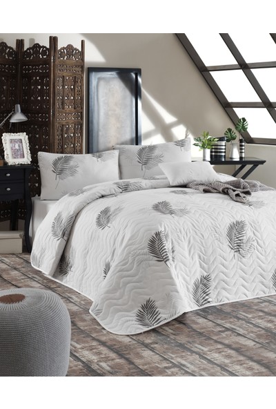 Eponj Home Kapitone Yatak Örtüsü Seti Tek Kişilik Palma Gri Eponj Home Kapitone Yatak Örtüsü Seti Tek Kişilik Palma Gri