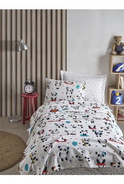 Enlora Home Pike Takımı Tek Kişilik Baskılı Love Pandas Beyaz Enlora Home Pike Takımı Tek Kişilik Baskılı Love Pandas Beyaz