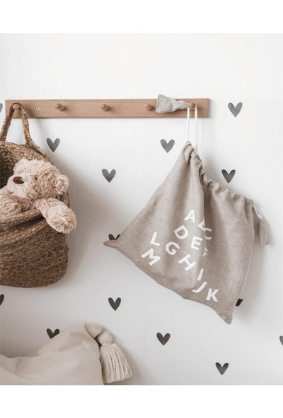 Dekolive Gri Renk Şirin Kalp Figür Çocuk Odası Sticker 100 Adet