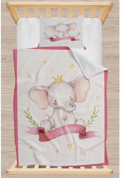 Else Pembe Sevimli Filli Desenli Yatak Örtüsü Tek Kişilik Çocuk Pike Takımı