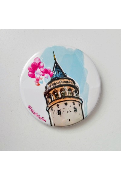 Fatofotofan Galata Kulesi Çizimli Rozet