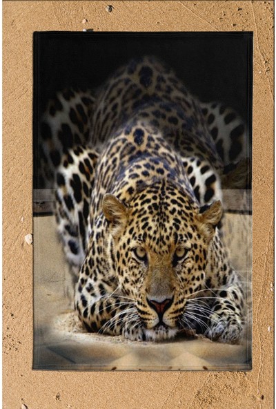 Else Siyah Kahve Vahşi Leopar 3D Desenli Banyo Plaj Havlusu