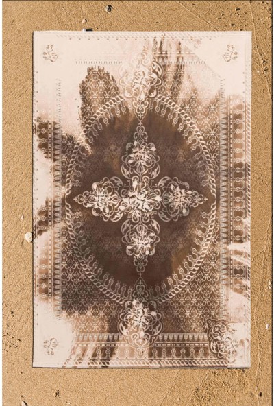 Else Kahve Osmanlı Etnik 3D Desenli Banyo Plaj Havlusu