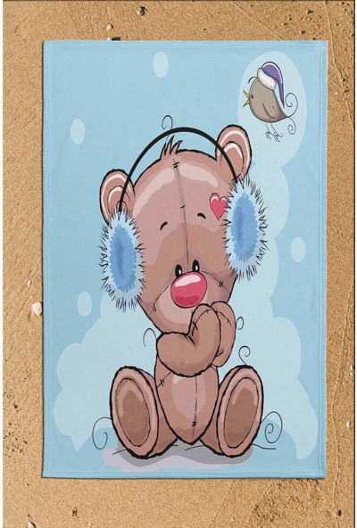 Else Mavi Kahve Sevimli Ayılı 3D Desenli Banyo Plaj Havlusu Else Mavi Kahve Sevimli Ayılı 3D Desenli Banyo Plaj Havlusu