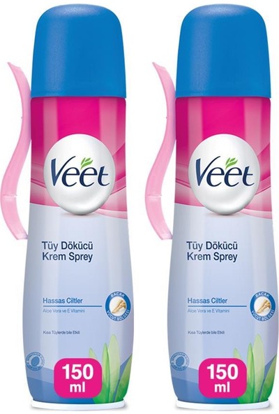 Veet Tüy Dökücü Sprey Bacak & Vücut Bölgesi Hassas Ciltler 150 ml X 2 Veet Tüy Dökücü Sprey Bacak & Vücut Bölgesi Hassas Ciltler 150 ml X 2