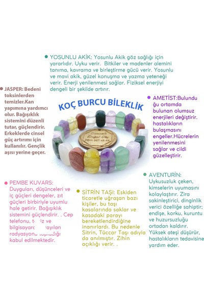 Osmanlı Doğal Taş Koç Burcu Bileklik-2 18-19 cm Osmanlı Doğal Taş Koç Burcu Bileklik-2 18-19 cm