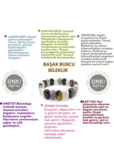 Osmanlı Doğal Taş Başak Burcu Bileklik-Labradoirt-Kaplan Gözü-Obsidyen-Kan Taşı-Ametist-Pembe Kuvars 18-19 cm Osmanlı Doğal Taş Başak Burcu Bileklik-Labradoirt-Kaplan Gözü-Obsidyen-Kan Taşı-Ametist-Pembe Kuvars 18-19 cm