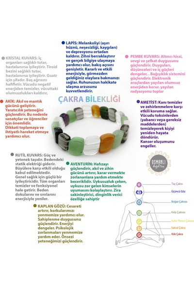 Osmanlı Doğal Taş Çakra Taşı Bileklik-2 18-19 cm Osmanlı Doğal Taş Çakra Taşı Bileklik-2 18-19 cm