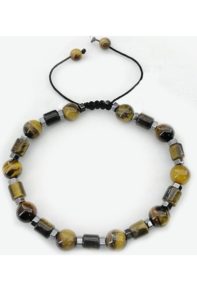 Osmanlı Doğal Taş Kaplan Gözü - Hematit Özel Tasarım Bileklik 18-19 cm Osmanlı Doğal Taş Kaplan Gözü - Hematit Özel Tasarım Bileklik 18-19 cm