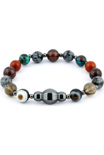 Osmanlı Doğal Taş Başak Burcu Erkek Bileklik-Siyah Göz Akik-Jasper-Dumanlı Kuvars-Hematit-Lal-Krizokol-Obsidyen 22-23 cm Osmanlı Doğal Taş Başak Burcu Erkek Bileklik-Siyah Göz Akik-Jasper-Dumanlı Kuvars-Hematit-Lal-Krizokol-Obsidyen 22-23 cm