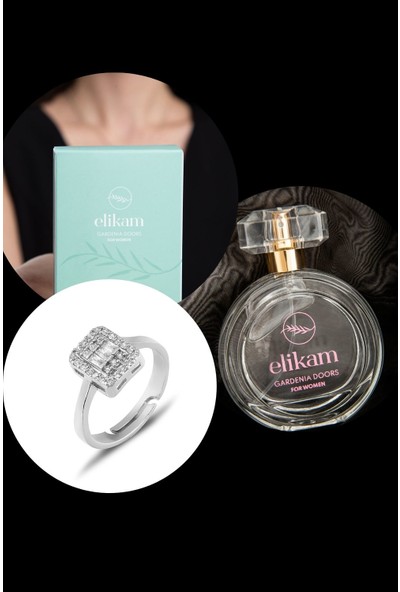 Elika Bijoux Kadın Parfüm ve Baget Taşlı Yüzük