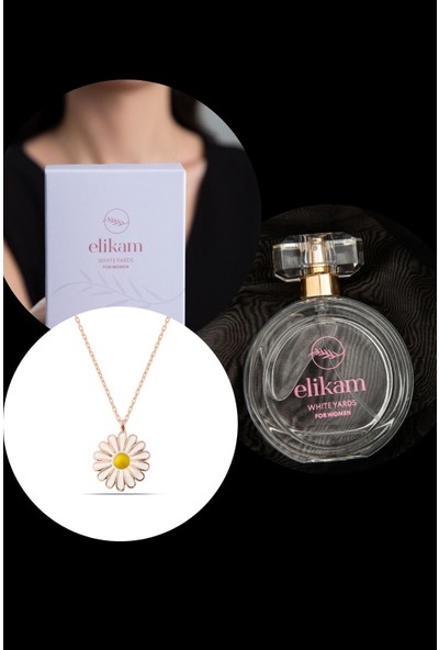 Elika Silver Kadın Parfüm ve Mineli Papatya Model 925 Ayar Gümüş Kolye
