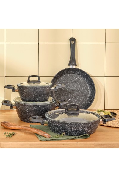 Emsan Oasis-S Granit Set Blue Star 7 Parça Tencere Seti Emsan Oasis-S Granit Set Blue Star 7 Parça Tencere Seti