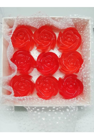 Dolce Sabun - Kokulu Süs Sabunu - Gül 9 Adet Şeffaf Kırmızı