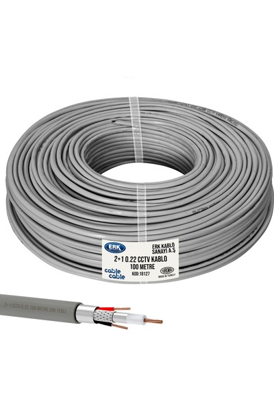 Cable Cable Kamera Kablosu 2+1 Cctv 0.22 100 mt Makarasız Erk Yerli Cable Cable Kamera Kablosu 2+1 Cctv 0.22 100 mt Makarasız Erk Yerli