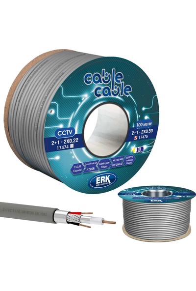 Cable Cable Kamera Kablosu 2+1 Cctv 0.50 100 mt Erk Yerli Cable Cable Kamera Kablosu 2+1 Cctv 0.50 100 mt Erk Yerli