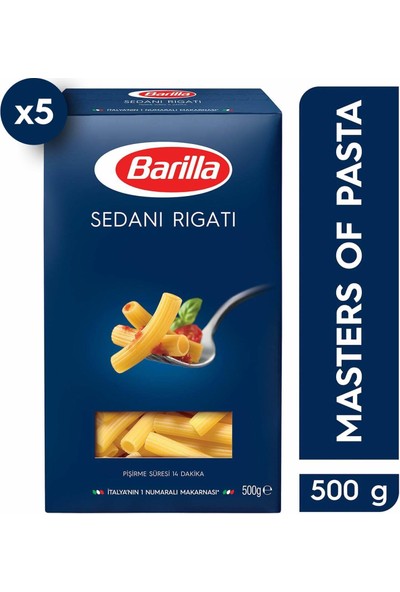 Barilla Ince Uzun (Sedani Rigati) Makarna 500 gr x 5 'lü
