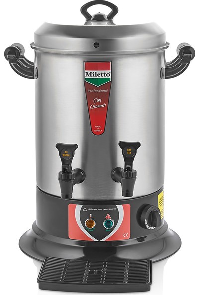 Miletto 80 Bardak Gizli Rezistans Profesyonel Sanayi Tipi Paslanmaz Çelik Çay Makinesi 9 Lt