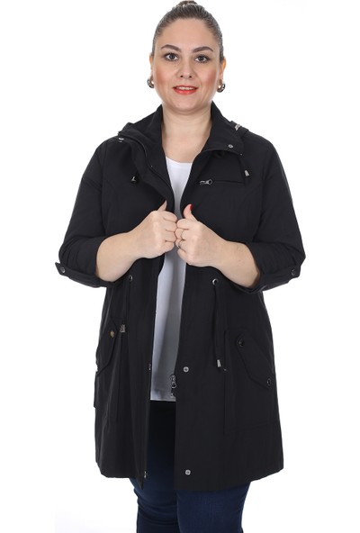 Brendon Kadın Büyük Beden Pamuklu Mevsimlik Trençkot 3019 Siyah/black 21S32003019 Brendon Kadın Büyük Beden Pamuklu Mevsimlik Trençkot 3019 Siyah/black 21S32003019