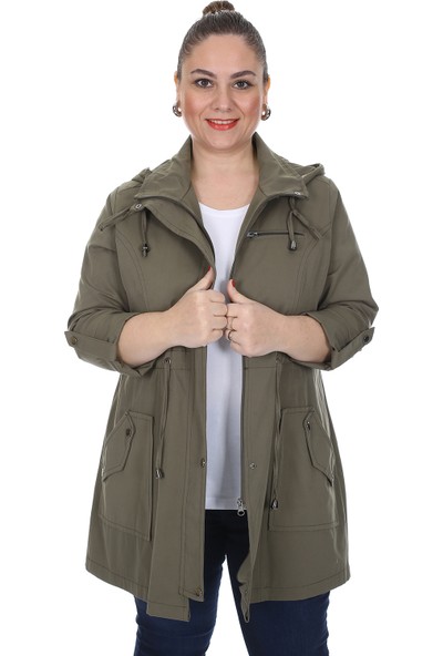 Brendon Kadın Büyük Beden Pamuklu Mevsimlik Trençkot 3019 Haki/khaki 21S32003019 Brendon Kadın Büyük Beden Pamuklu Mevsimlik Trençkot 3019 Haki/khaki 21S32003019