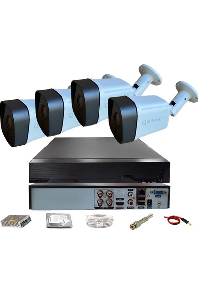 Qromax Pro 5236 4 'lü 5 Megapiksel Sony Lens 1080P Sensör Metal Kasa Güvenlik Kamerası Seti Qromax Pro 5236 4 'lü 5 Megapiksel Sony Lens 1080P Sensör Metal Kasa Güvenlik Kamerası Seti