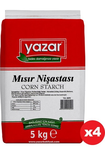 Yazar Mısır Nişasta 5 kg 4' lü