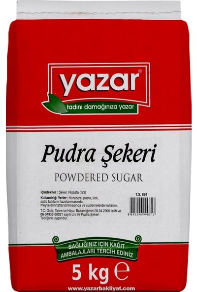 Yazar Pudra Şekeri Sade 5 kg