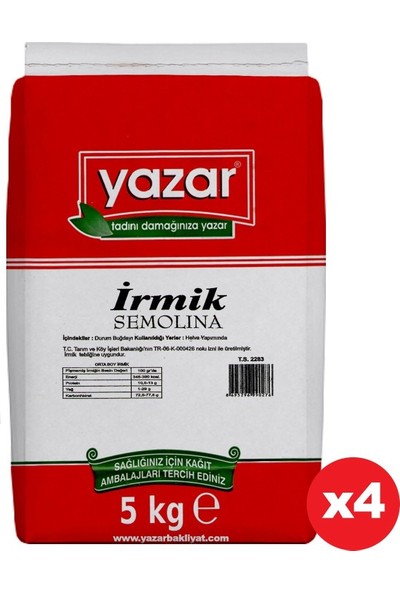 Yazar İrmik 5 kg 4' lü