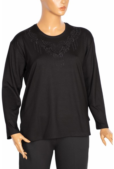 Hesna Esra B.b. Nakışlı Siyah Bluz