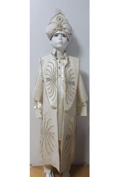 Başak Çocuk Giyim 1 Sawaroski Lale Kaftan Takım 5/12 Yaş - Krem - 8-9 Yaş