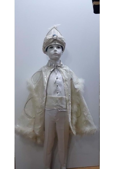 Başak Çocuk Giyim Tuğralı Lüks Pelerin Takım 7/12 Yaş - Krem - 8-9 Yaş