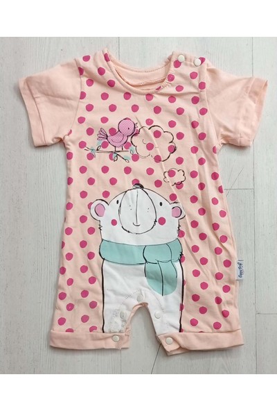 Başak Çocuk Giyim 298301 Baskılı Kız Tulum 3/9 Ay - Pudra - 9 Ay