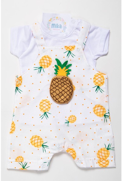 Mika Bebek Ananas Baskılı Unisex Bebek Yazlık Salopet Takım Mika Bebek Ananas Baskılı Unisex Bebek Yazlık Salopet Takım