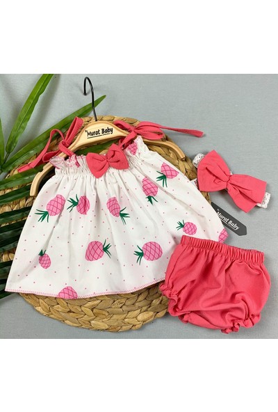Murat Baby Kız Bebek Ananaslı 3 Parça Elbise Murat Baby Kız Bebek Ananaslı 3 Parça Elbise