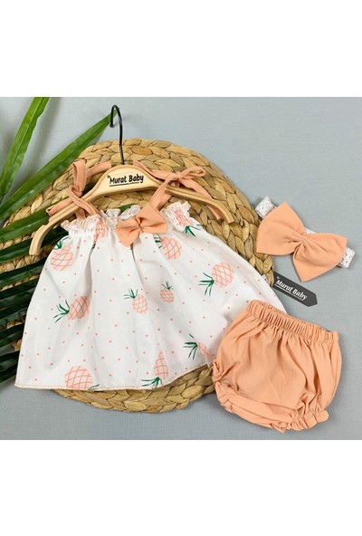 Murat Baby Kız Bebek Ananaslı 3 Parça Elbise Murat Baby Kız Bebek Ananaslı 3 Parça Elbise