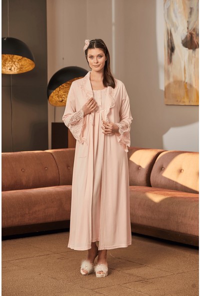 By Mecit 5215 Uzun Sabahlıklı Lohusa Gecelik Takımı