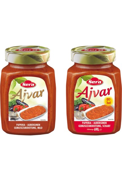 Sera Gurme Kahvaltılık Ajvar Sosu Acı 690 Gram & Tatlı 690 Gram Cam Kavanoz